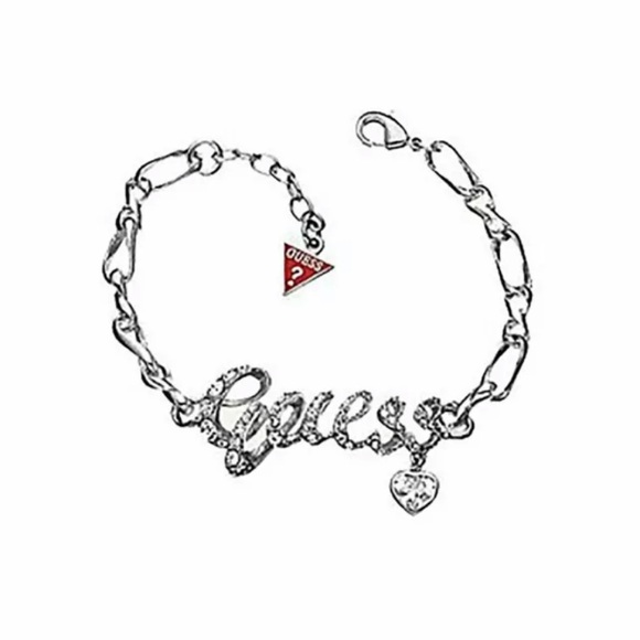 Guess | Jewelry | Guess Exclusive Crystal Logo Necklace Chain Bling ...